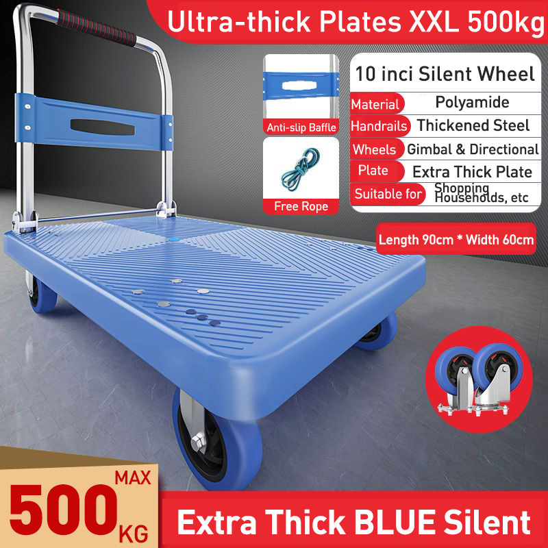 Trolley Portable 500KG/900KG Hand Truck Iron PVC Foldable Plat Barang Plastic Lipatb Troli ...