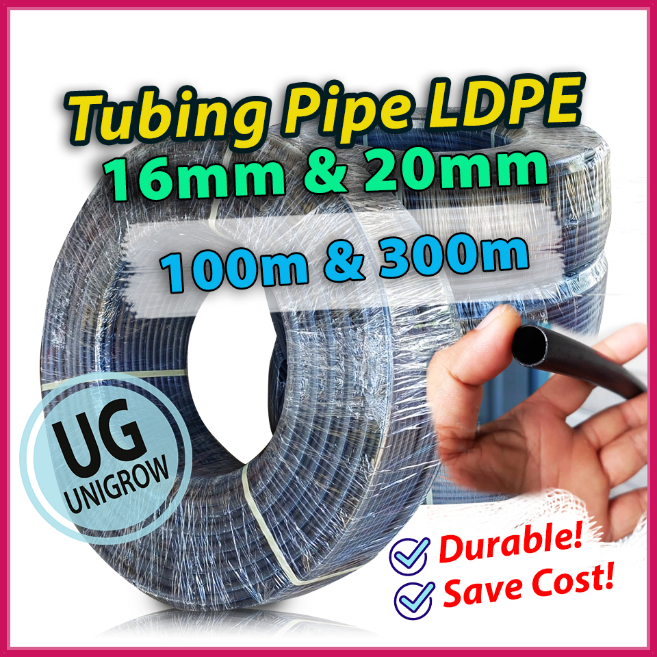 (16mm x 300m) (20mm x 200m) Tubing Pipe LDPE Hitam line biru dan merah, White UV Fertigasi Tube ...