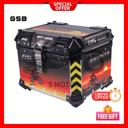 GSB TOP BOX MOTORCYCLE ALUMINIUM 45L WATERPROOF LUGGAGE STORAGE 🔥 ...