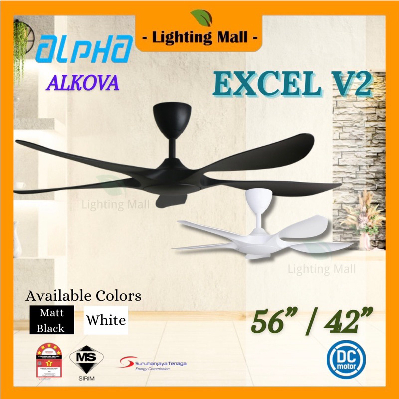 ALKOVA (ALPHA) EXCEL V2 5B 56/42 inches DC Remote Control Ceiling Fan ...