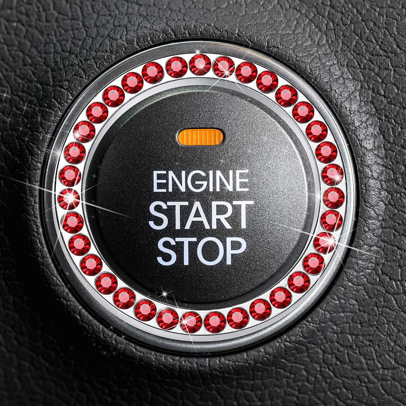 Car Push Start Button Cover Diamond Ring Engine Start Button Ring Start ...