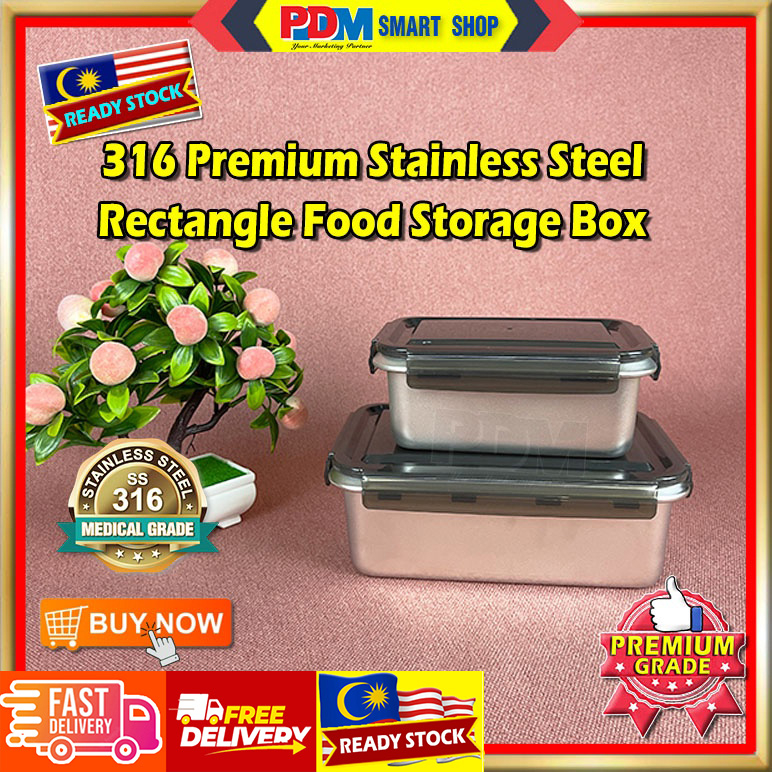 PDM Premium 316 Stainless Steel Rectangle Food Storage Container Food ...
