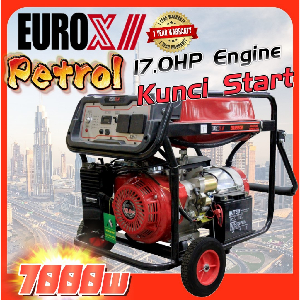 EUROX/// EGU8502 17HP 7000w 4-Stroke Petrol Gasoline Generator Mesin Genset | Shopee Malaysia