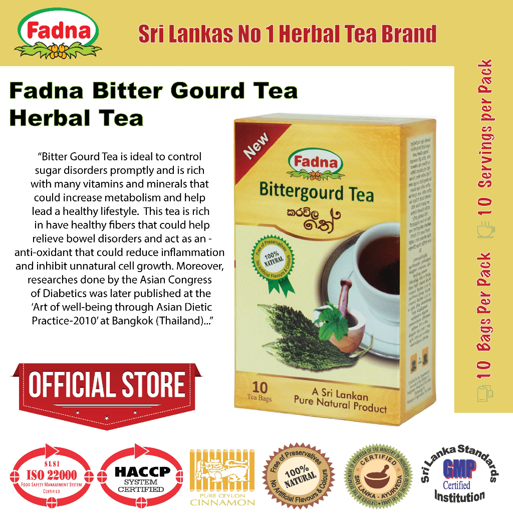 Fadna Bitter Gourd Tea/Sri Lankas No 1 Herbal Tea/100%Natural/Green Tea ...