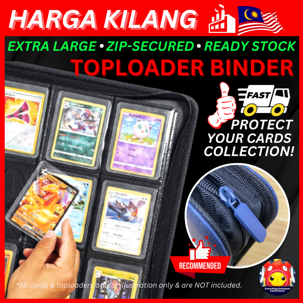 [LIMITED] 4/9 Pocket Zipper Ringless Toploader Binder Album Card Folder ...