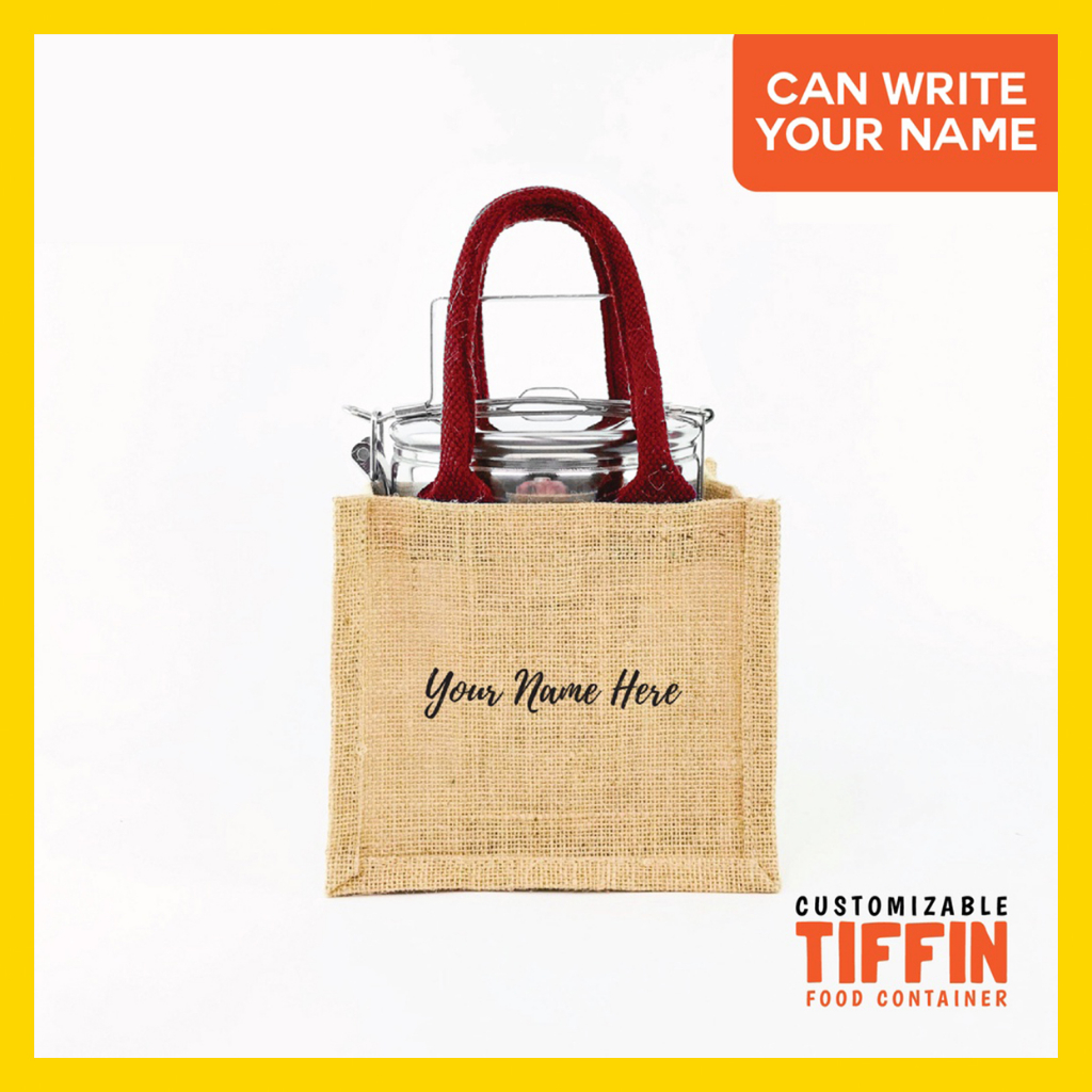 Personalized Designer MINI JUTE BAG [Can Write Own Name], Beg Jute ...