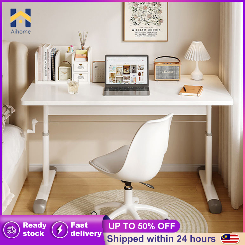 【aihome】120cm Adjustable Bedside Laptop Table Study Table With Wheels Notebook Laptop Computer ...