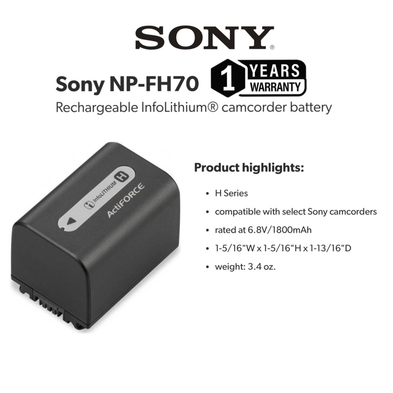 Sony NP-FH70 Rechargable InfoLithium Battery 1800 Mah (1 Years Warranty) | Shopee Malaysia