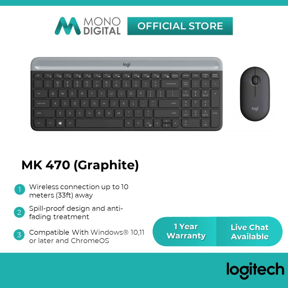Logitech Mk470 Slim Compact Wireless Keyboard And Mouse Combo 2 4 Ghz Wireless Connection Up