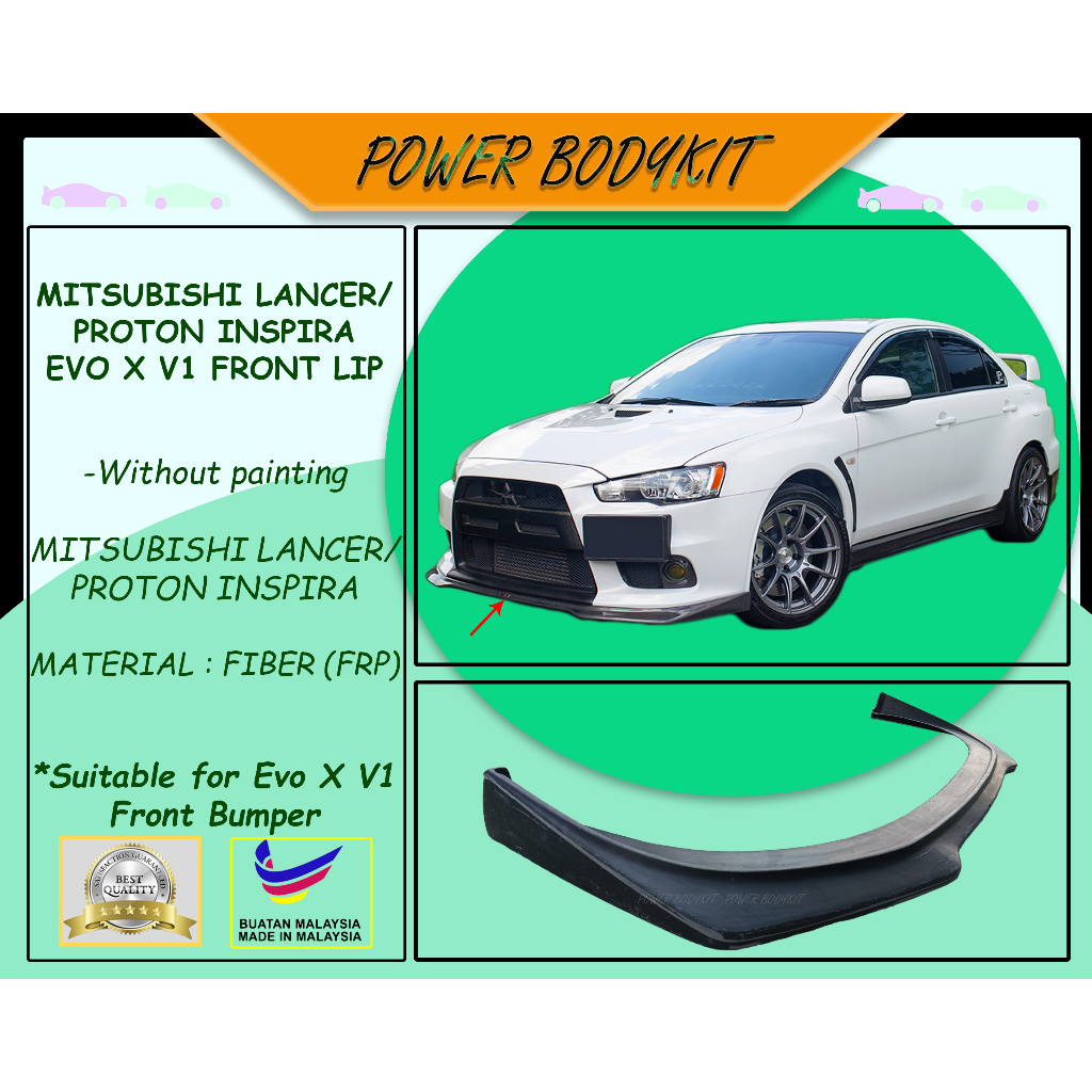 Mitsubishi Lancer / Proton Inspira Evo X V1 Front Lip (Suitable for Evo ...
