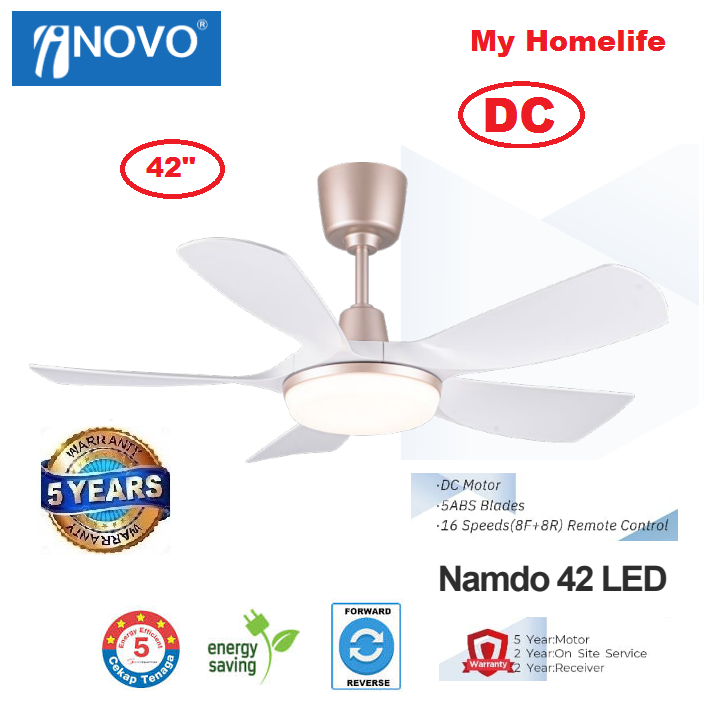 INOVO NAMDO42 LED DC MOTOR CEILING FAN / 42 INCH / ROSE GOLD DC FAN ...