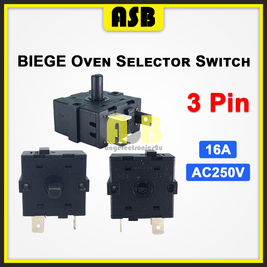 (1pc) BIEGE Oven Selector Switch 3 Pin ( 16A ) ( AC 250V ) ( 032006018 ...