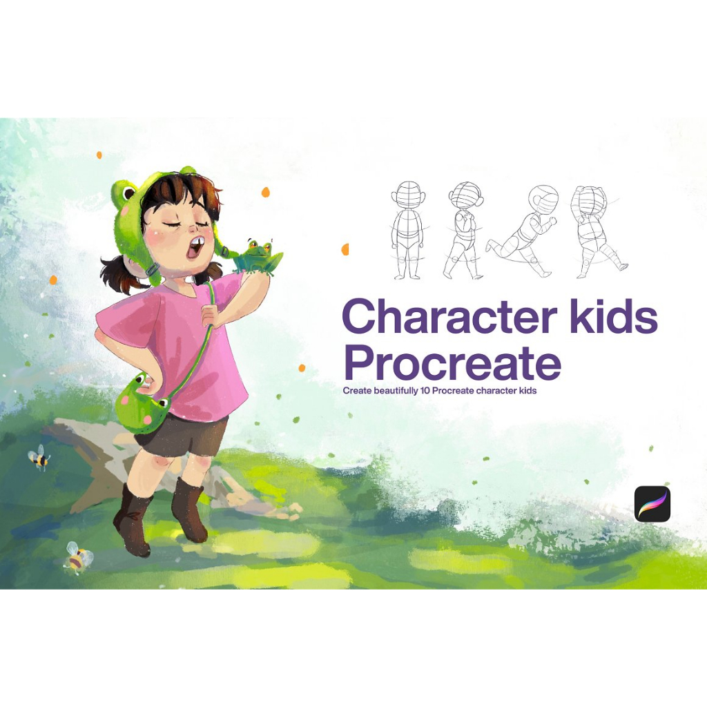 [P334] 10 Character Kids Stamps Procreate | Figure Body Cartoon Stamp ...