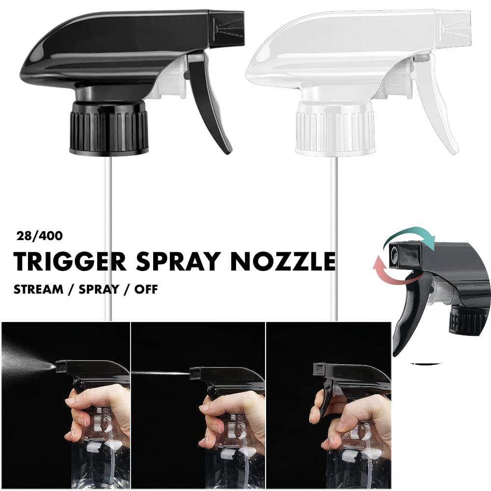 28/400 Black White Plastic Trigger Spray Nozzle with Mist Stream ...