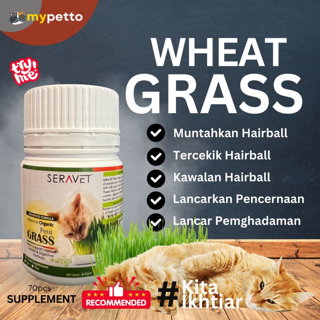 BECELICO Pil Rumput Kucing Rawatan Muntah Bulu Begumpal . Support ...