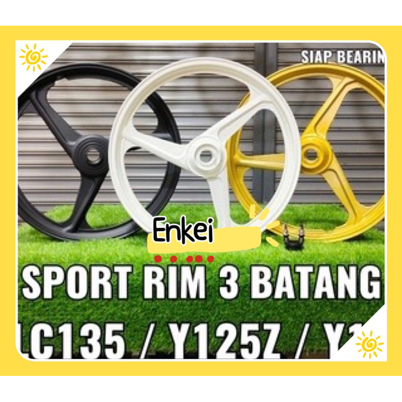 SPORT RIM ENKEI 3 BATANG ORIGINAL FULL CHOP OPEN HUB YAMAHA LC 135 125ZR Y15 Y16 RS150 RSX ...