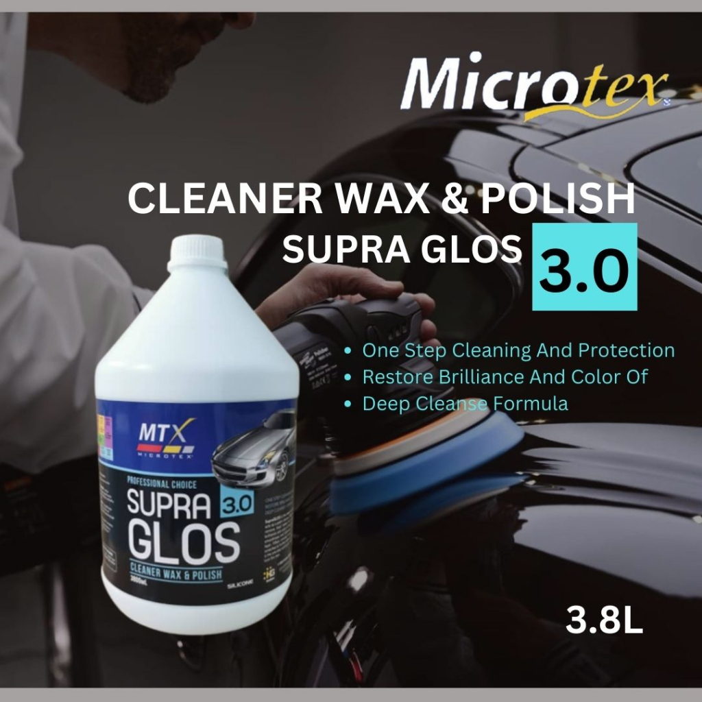 MTX MICROTEX SUPRA GLOS CLEANER WAX & POLISH PAINT CLEANER FINISHING ...
