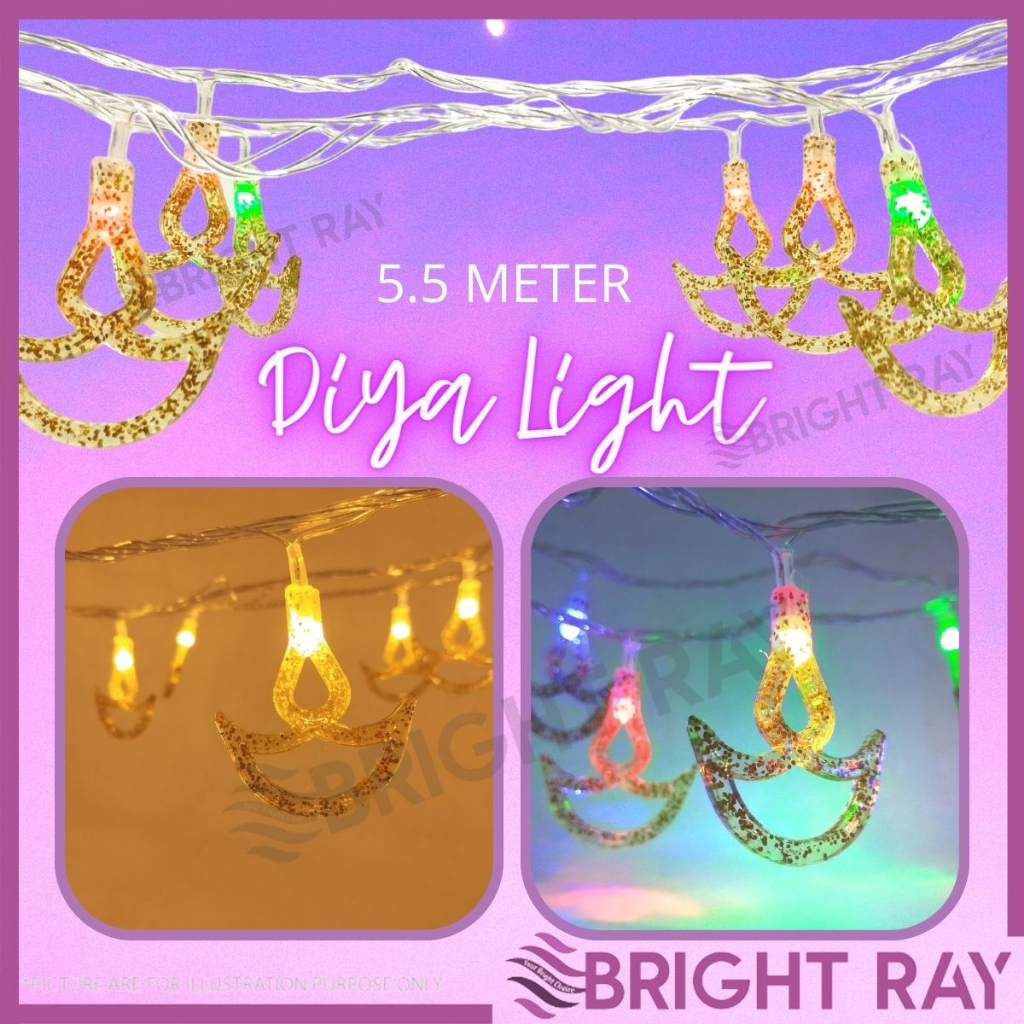 5.5METER 32L Diya Light Mix Color String Light Deepavali Diwali ...