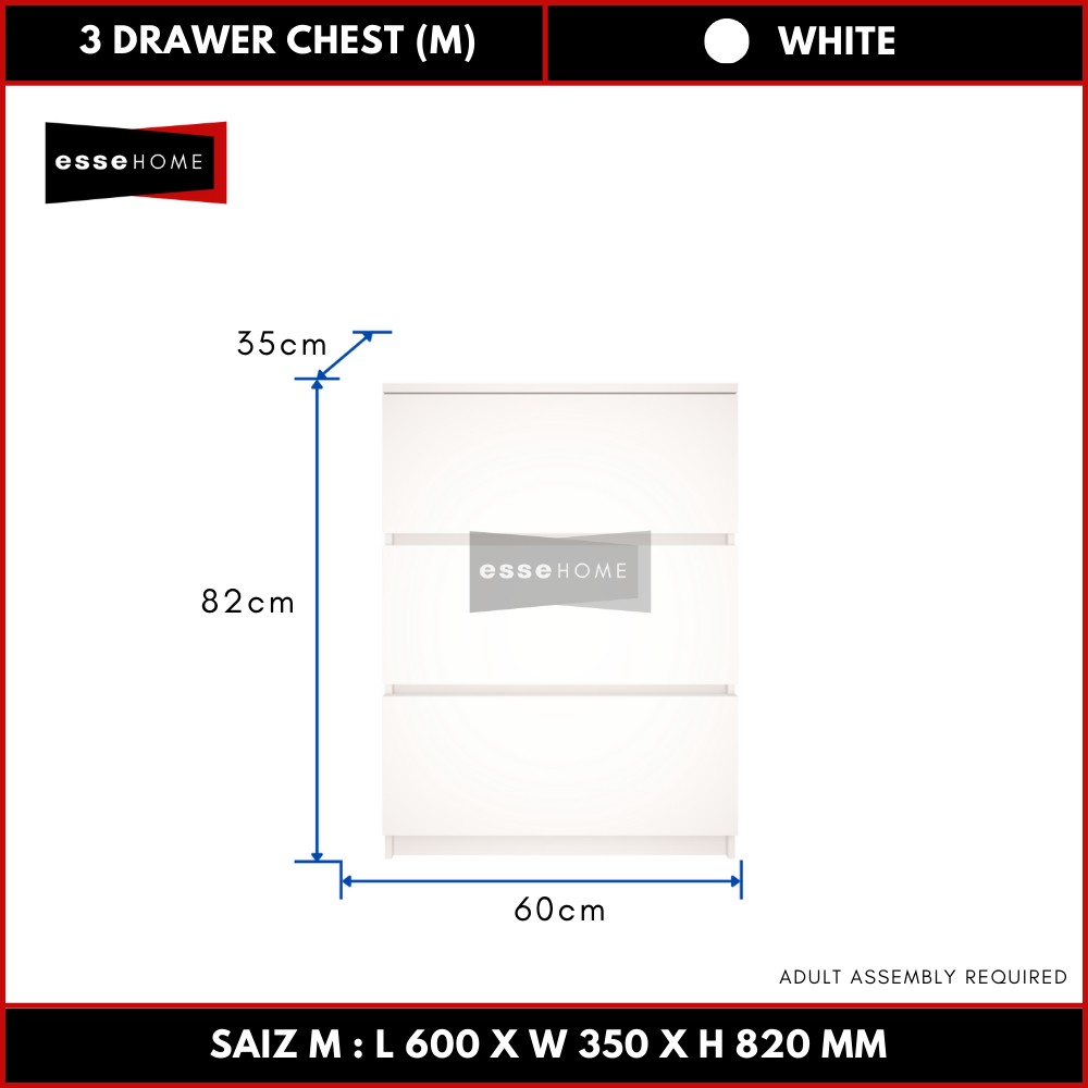 [105CM XL] EsseHome 4 Layer Chest Drawer Papan Tebal Almari Laci Almari Baju 4 Laci | Shopee ...