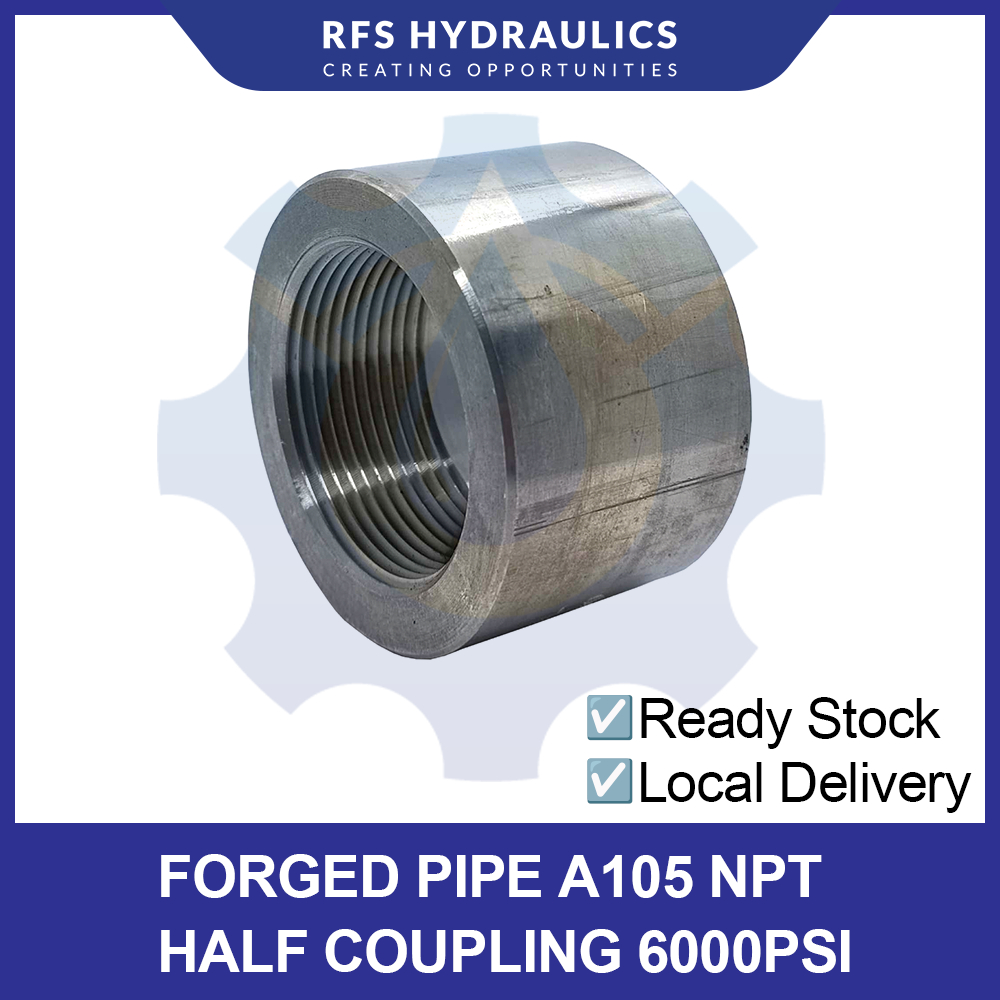 RFS Carbon Steel A105, 1/2" to 1" NPT Female Half Coupling, 6000 PSI ...