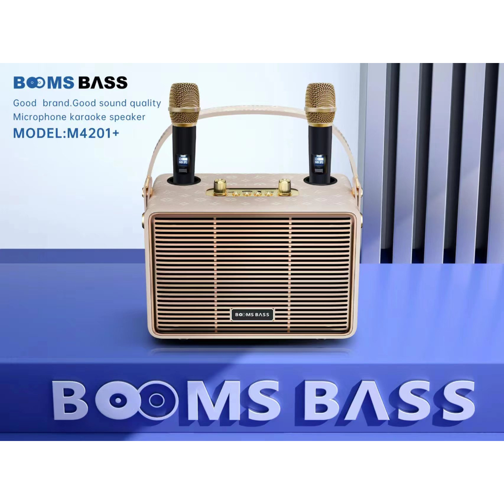 BOOMS BASS M4201+ TWS Wireless Bluetooth Dual Microphone Karaoke Family ...