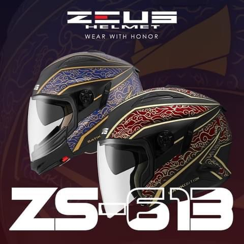 ZEUS 2 IN 1 Open Face Helmet 2021 Graphic (ZS-613) | Shopee Malaysia
