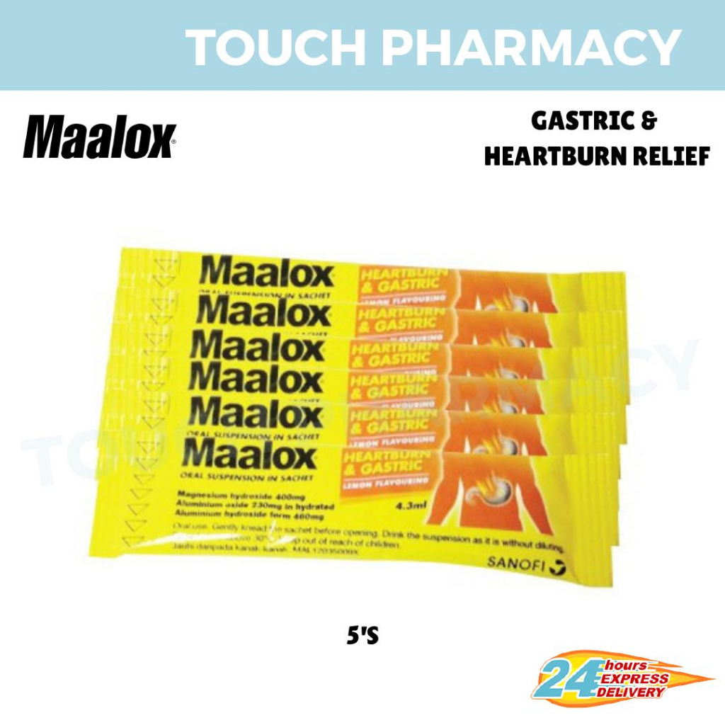 MAALOX Oral Suspension Gastric and Heartburn Relief Sachet (4.3ml x 5's ...