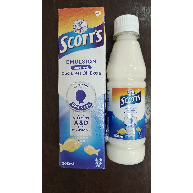 SCOTT'S EMULSION original Cod Liver Oil Extra 白鱼肝油 200ML | Shopee Malaysia