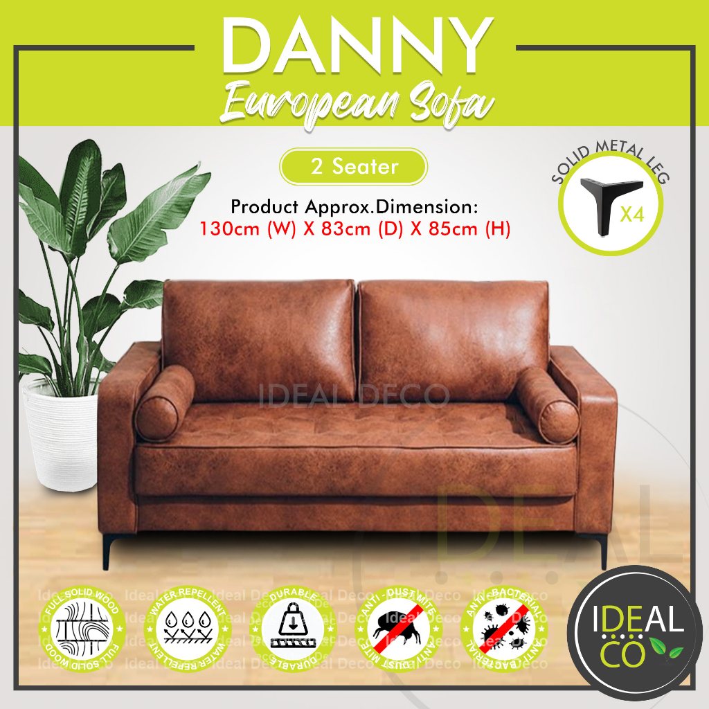 ( FREE Delivery + Free Gift ) Danny Sofa : Leather Look Fabric Solid ...