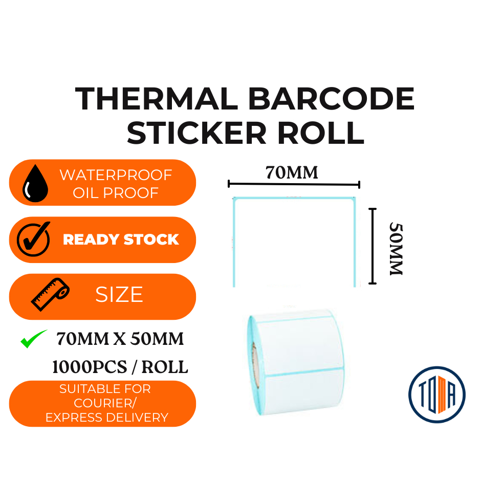 Thermal Sticker Paper Waterproof Label Sticker Barcode Roll | Shopee ...