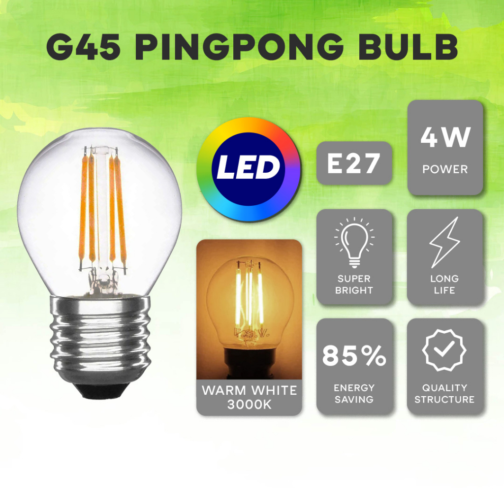 4W E14/E27 LED CANDLE/PING PONG BULB WARM WHITE | Shopee Malaysia