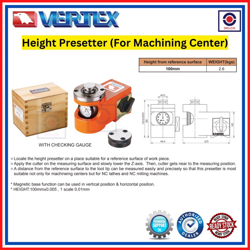 VERTEX TAIWAN Height Presetter for machining center HP-100 with ...