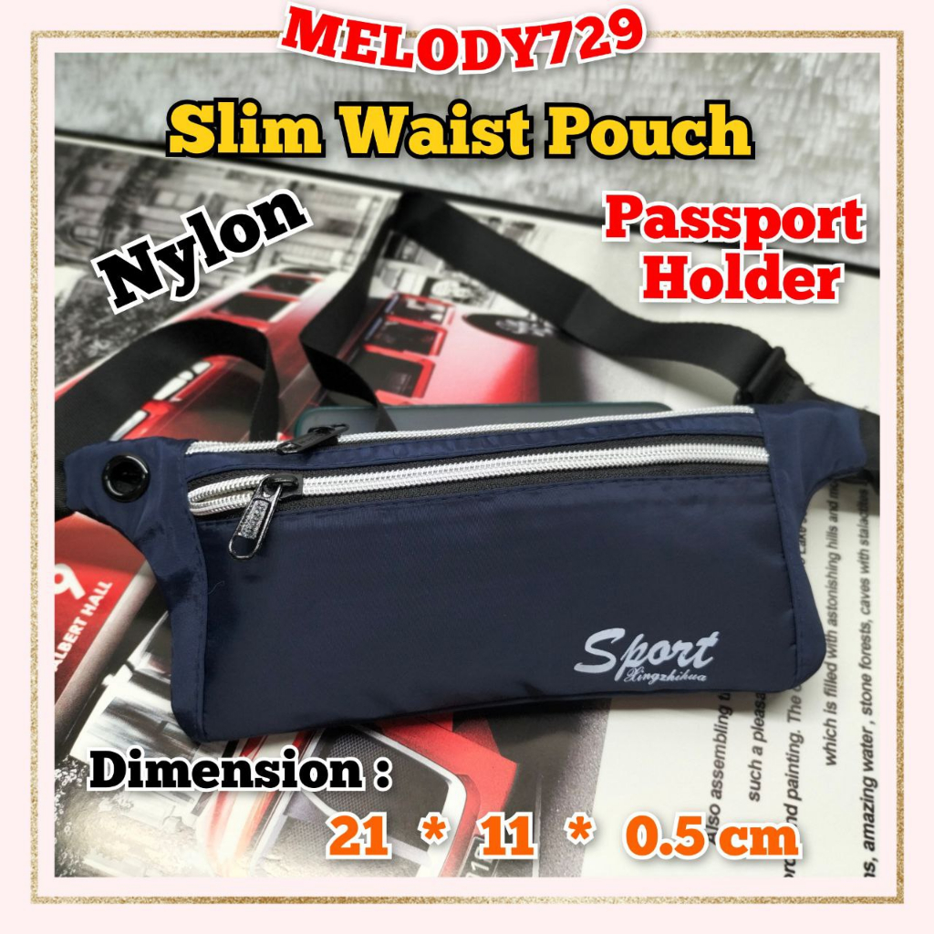 [MELODY729] P959 Ultra Slim Waist Bag Travel Passport Waist Pouch Bag ...