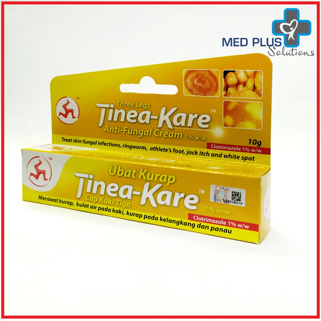 Three Legs Tinea-Kare Anti-fungal Cream (Clotrimazole 1% w/w) 10g (Exp ...