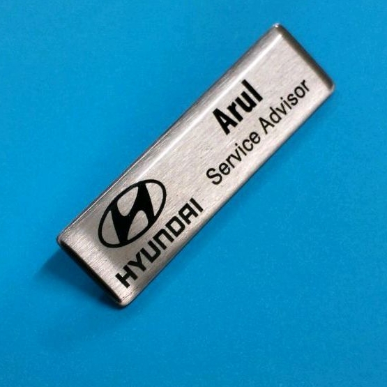 Name Tag Hyundai -with Press Pin Hyundai Nametag (Size 7 CM x 2 cm ...