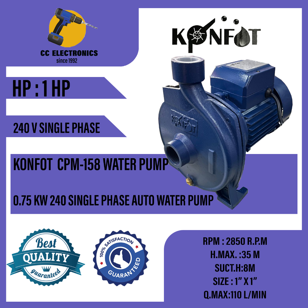 KONFOT CPM-158 Auto Water Pump /Pam Air (Murah) /Single Phase 240V / 0. ...