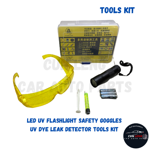 LED UV Flashlight Safety Goggles UV Dye Leak Detector Tools Kit Set Car ...