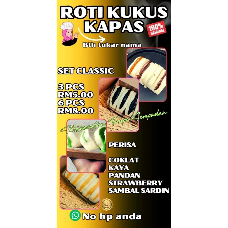 banner bunting niaga kuih muih bomboloni waffle Croffle roti wap Kukus ...
