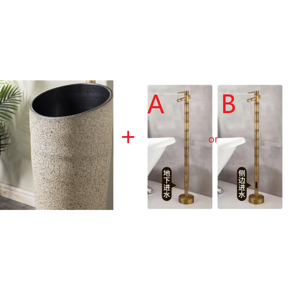 【YS WL】Ceramic Integrated Pedestal Basin Household Small Apartment ...