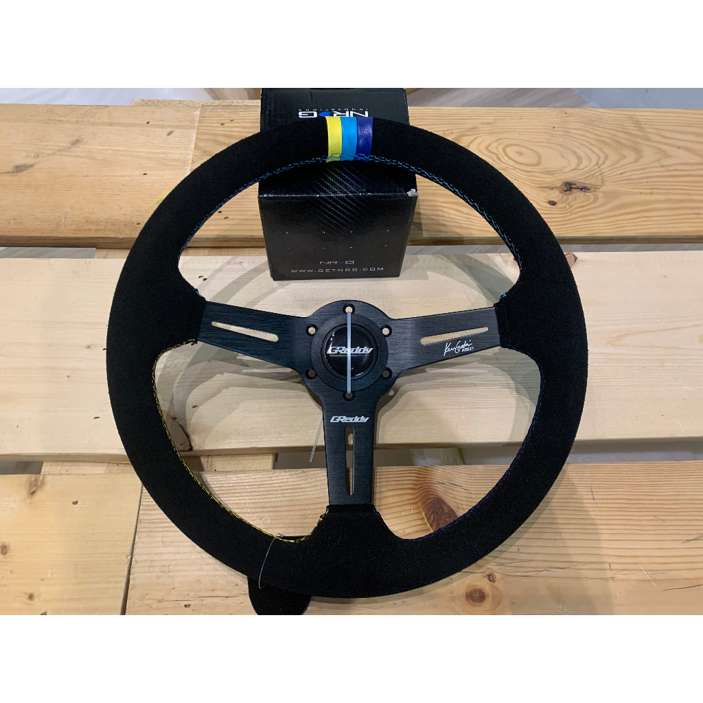 GREDDY 3 STRIPE TRI AFTERMARKET STEERING WHEEL SUEDE/ALCANTARA MATERIAL ...