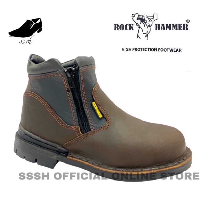 💯ORIGINAL ROCK HAMMER SAFETY SHOE/BOOT MID HIGH CUT DOUBLE ZIP/KASUT SAFETY/ 912 888 | Shopee ...