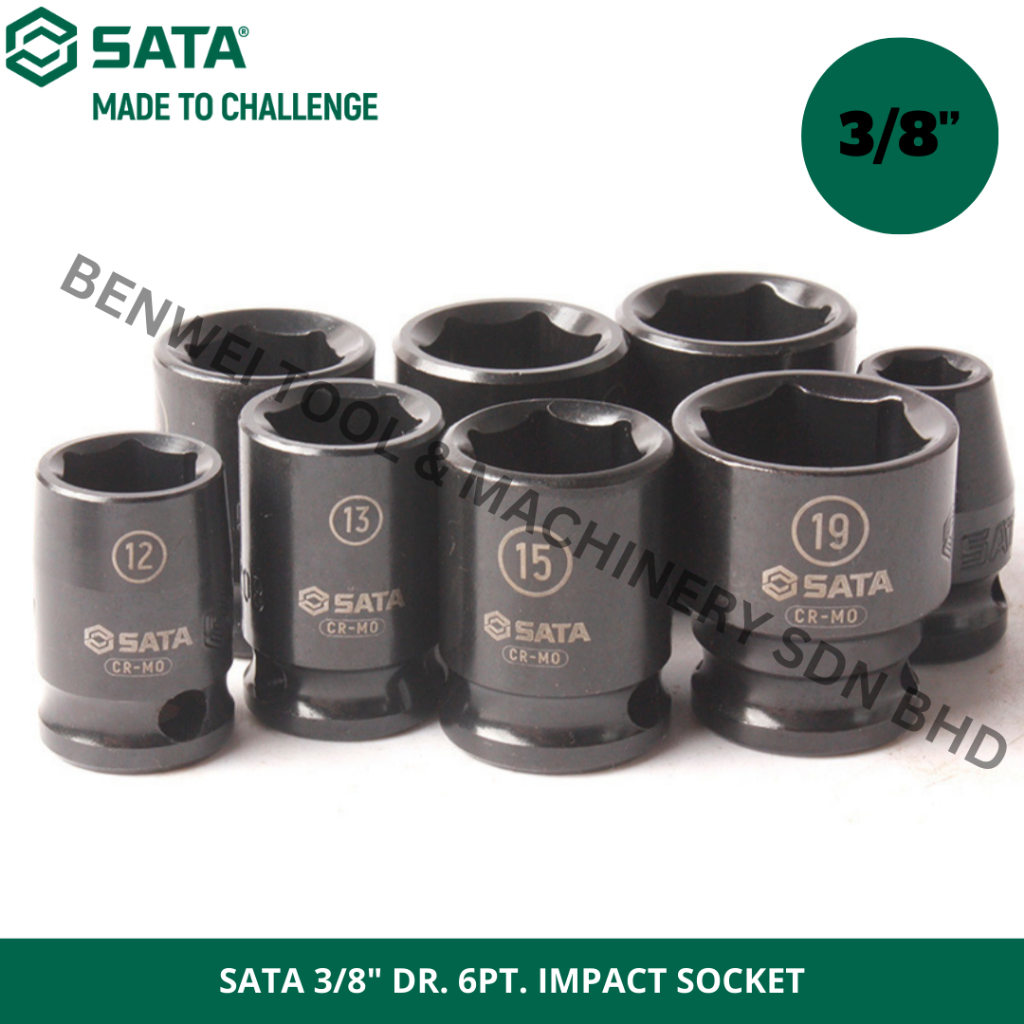 SATA 3/8" DR. 6PT IMPACT SOCKETS / JUNIOR SIZE HEAVY DUTY IMPACT SOCKET ...