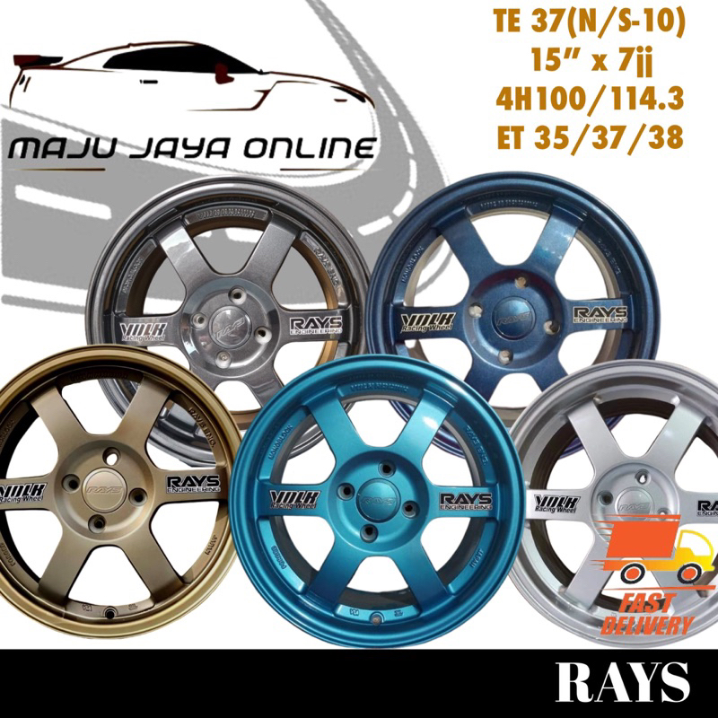 NEW SPORT RIM 15” RAYS TE37 15Inch 4,5H100/114(1set 4pcs)Proton Wira ...