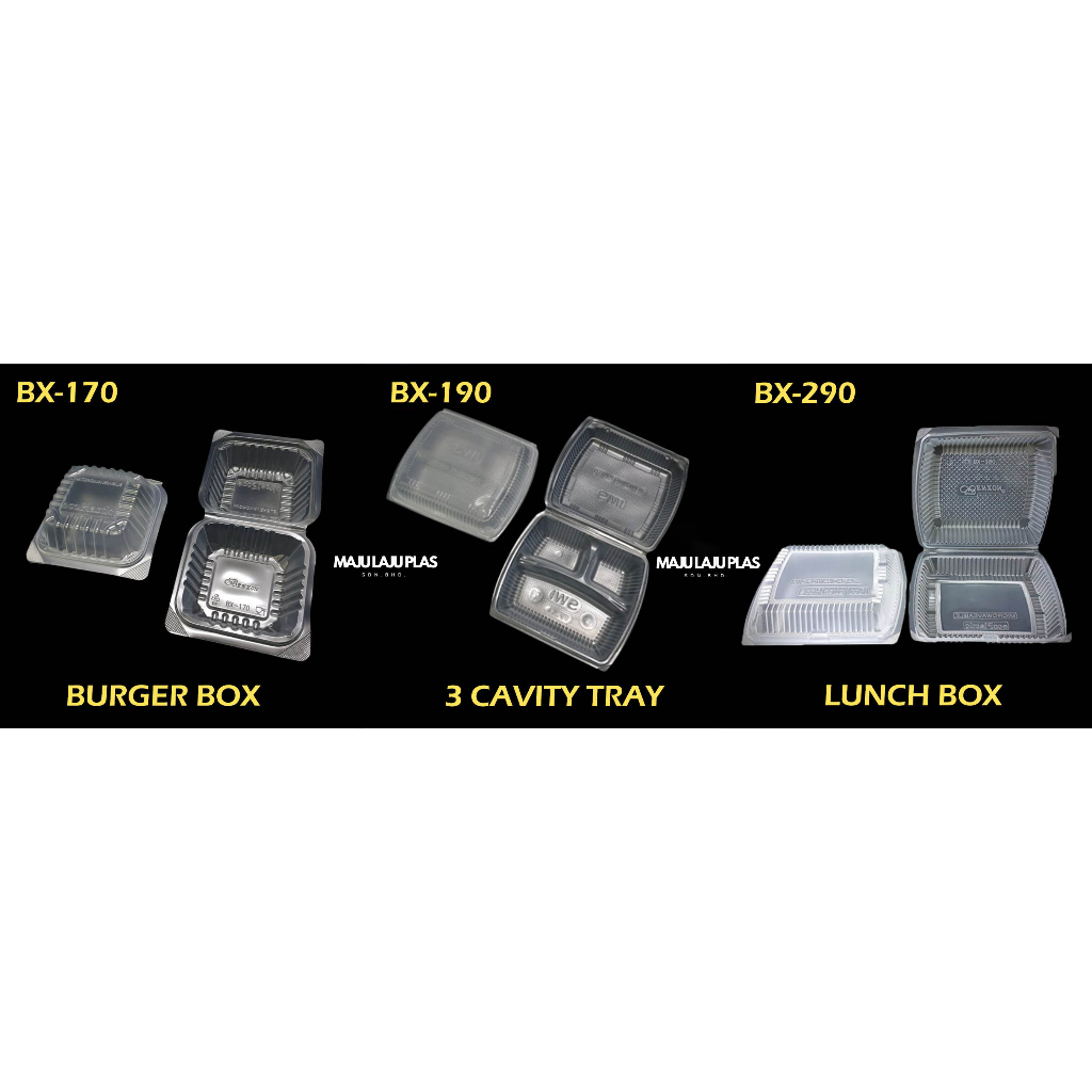 BENXON PLASTIC BURGER BOX/PLASTIC TRAY/3 CAVITY TRAY | Shopee Malaysia