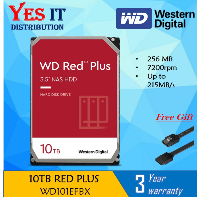 WD Western Digital 10TB Red PLUS PC NAS Network Storage Desktop SATA ...