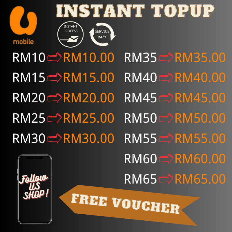 U Mobile Reload | U Mobile Topup | Instant Reload (Fast) | Shopee Malaysia