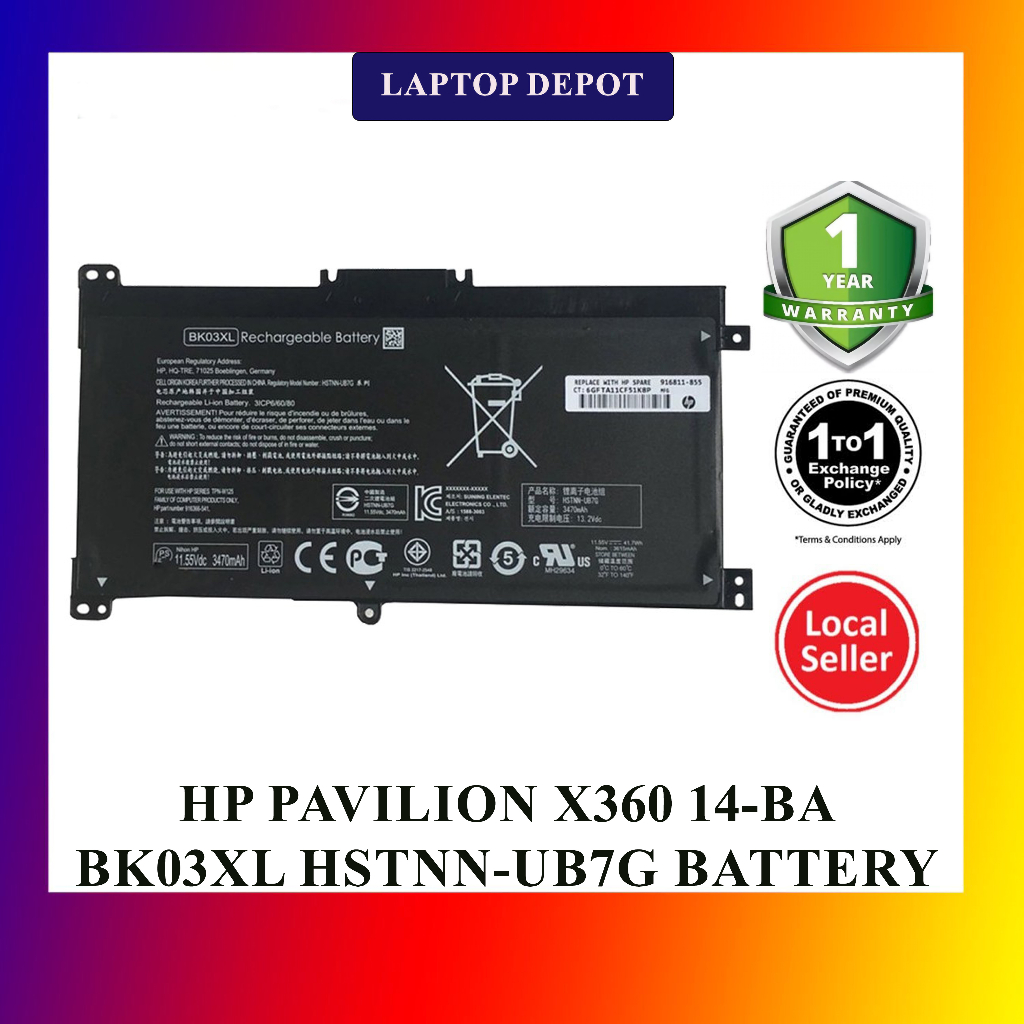 HP Pavilion x360 14-BA Series HSTNN-UB7G BK03XL Replacement for ...