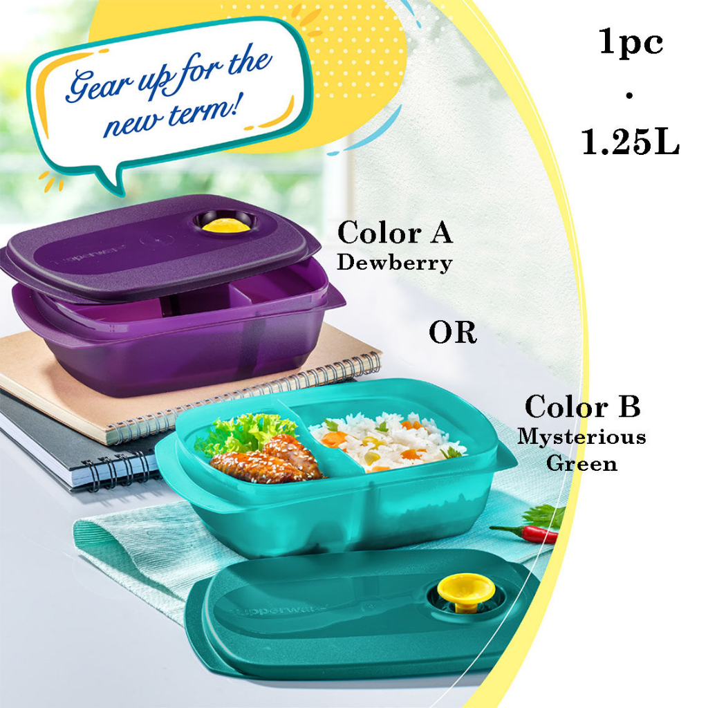 TUPPERWARE REHEATABLE DIVIDED LUNCH BOX / BEKAL 1.2L (1PC) | Shopee ...
