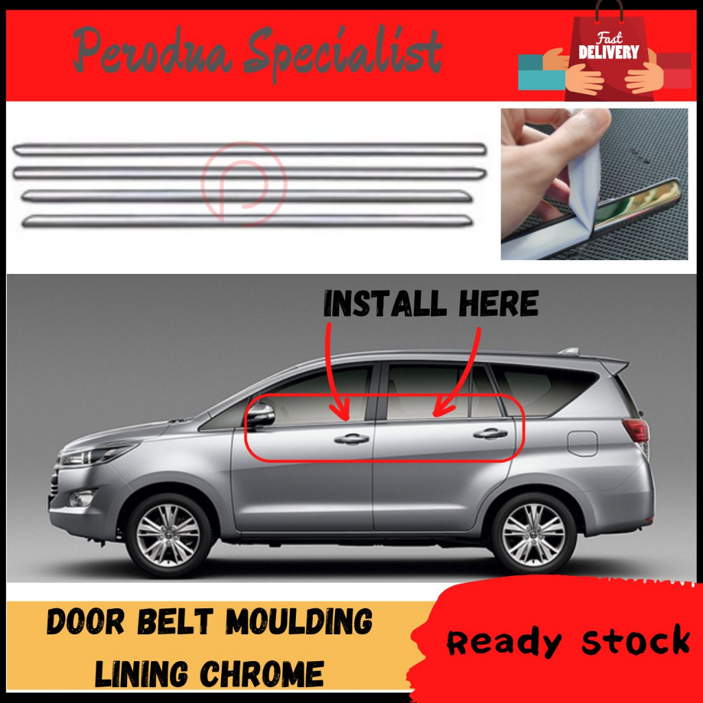 Toyota Innova 2017 Window Trim Chrome Lining/Door Belt Moulding/Lining ...