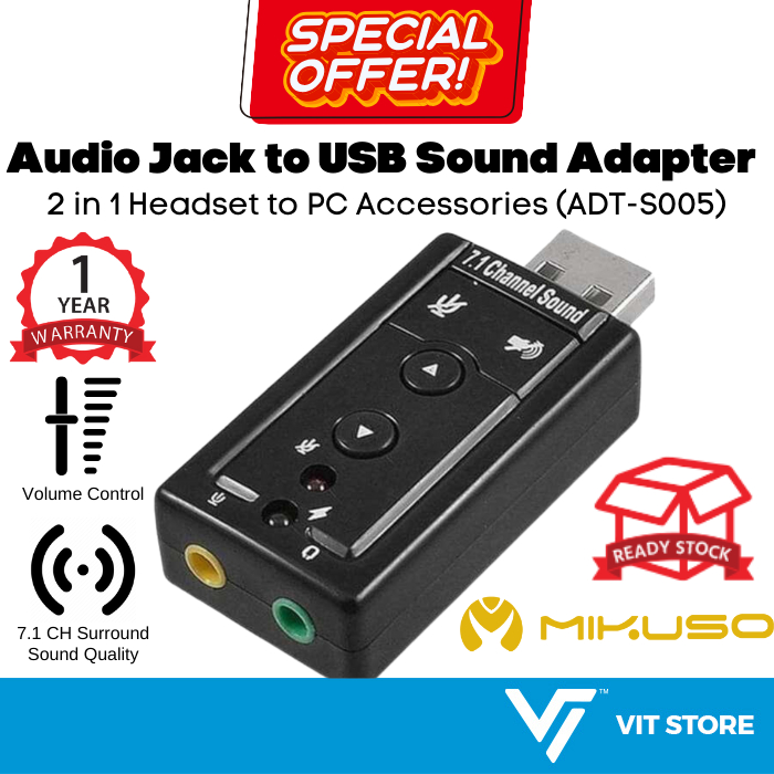 [Clearance] MIKUSO External USB to Aux Mic 7.1 Channel Audio | 3.5mm ...